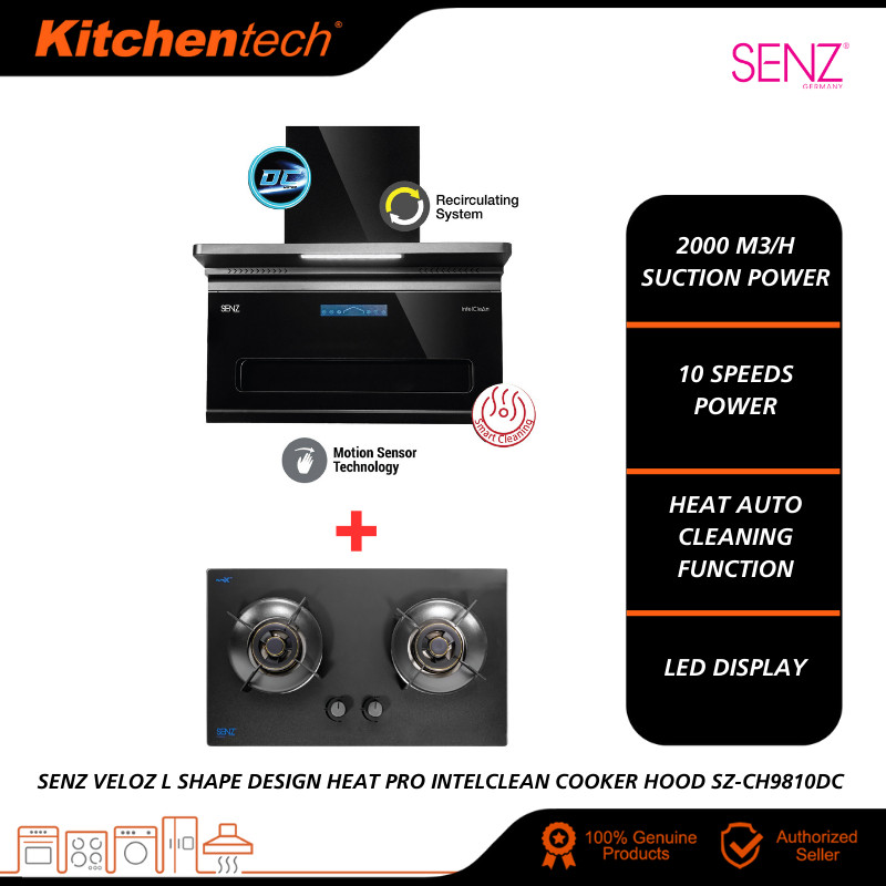 Senz VELOZ L Shape Design Heat Pro intelClean Cooker Hood SZ-CH9810DC ...