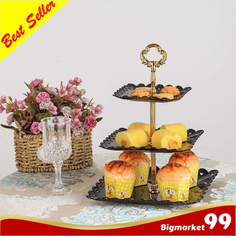 Unique 3 Tier Stacking Cake Rack Aesthetic Detachable Plate Cake Stand ...