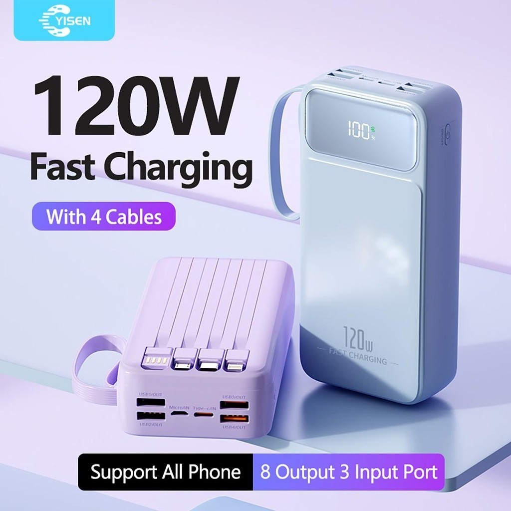 Yisen Macaroon 60000mAh 120w Super Fast Charging PD20W Built in 4 ...