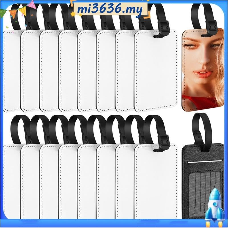 16pcs Sublimation Luggage Tags PU Leather Name Tag Blank Suitcase Tags ...