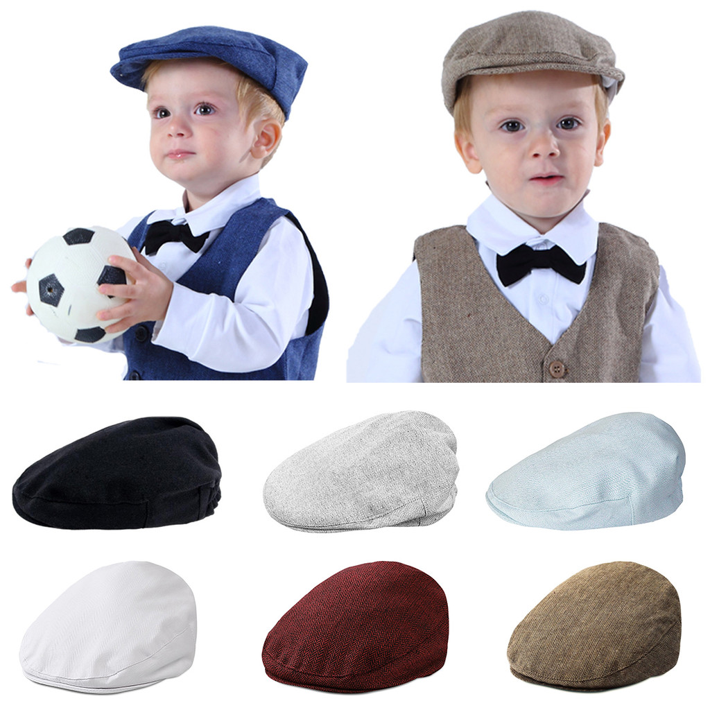 Hat for Kids Retro Beret Cap Toddler Herringbone Flat Painter Sumbrero ...
