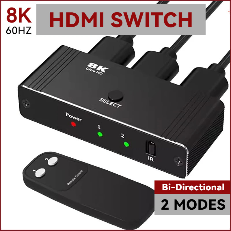 8K 60Hz HDMI-Compatible Bi-Directional Switcher 2 in 1 out 4K 120Hz ...