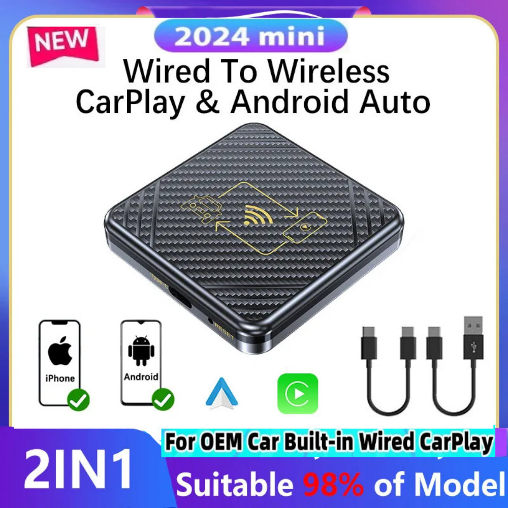 2-in-1 Mini Carplay AI Box Wireless CarPlay Adapter Wireless Android ...