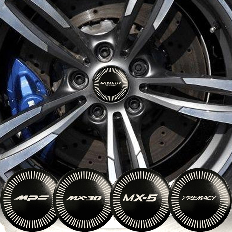 4pcs 56/60/65mm Car Styling Wheel Center Aluminium Stickers for Mazda ...