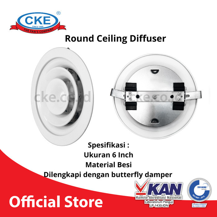 PUTIH Round Diffuser 6 inch white Round Ceiling Iron Diffuser Ceiling ...