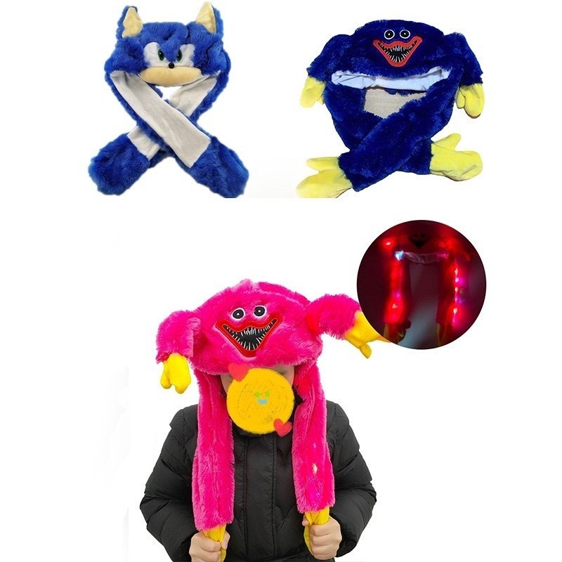 Poppy Playtime Game LED children's Hats Huggy Wuggy Plush Toys Sonic ...