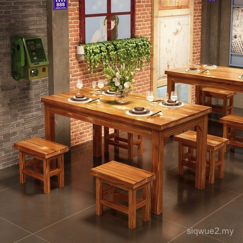 Solid Wood Fast Food Table and Chair Burning Dining Table Commercial ...
