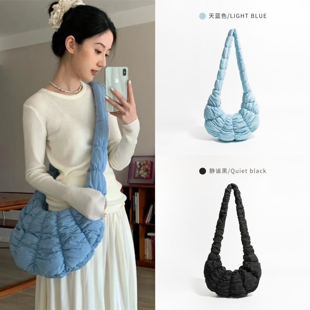 2024 New Korean Style COS Croissant Bag Pleated Cloud Bag Large ...