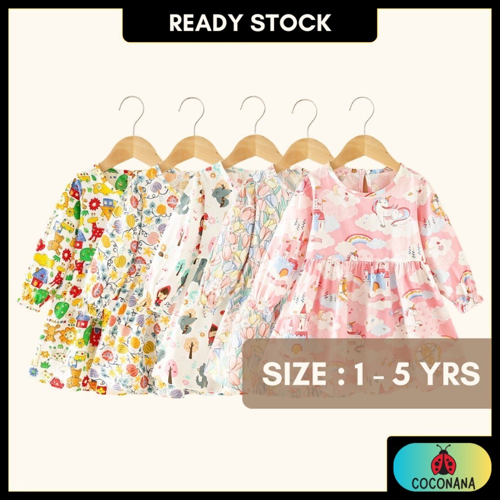 Coconana Baju Baby Girl Dress Lengan Panjang Perempuan Clothing Princess Gaun Pakaian Kanak Baju ...