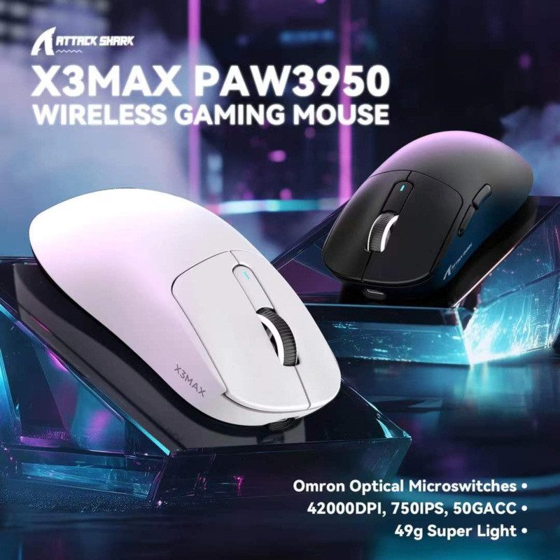 Attack Shark X3 MAX Bluetooth Mouse,PixArt PAW3950,42000DPI,Tri-Mode ...