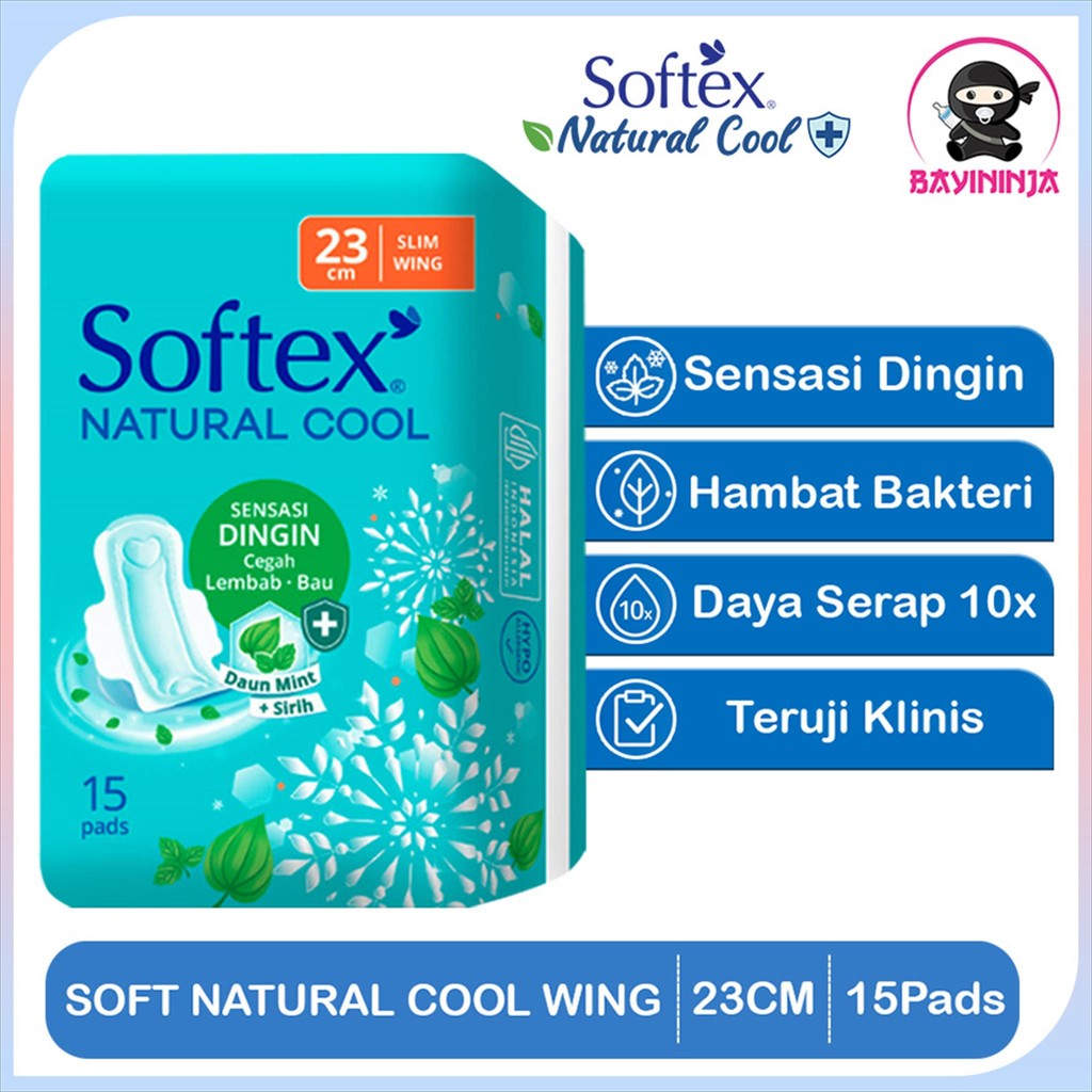Softex Natural Cool Mint Leaf Betel Wing 23cm x 15s | Shopee Malaysia