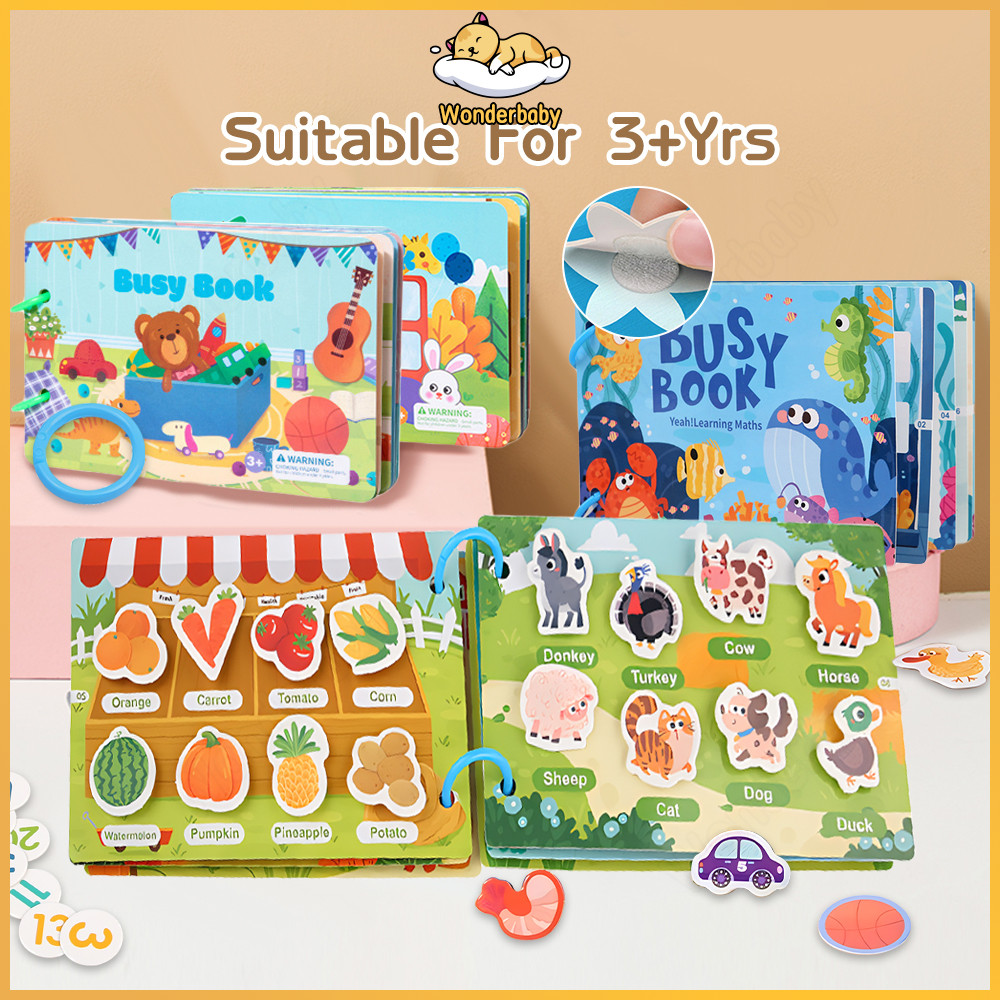 Wonderbaby Velcro Quiet Book for Toddler Kids Busy Book Montessori Toy ...