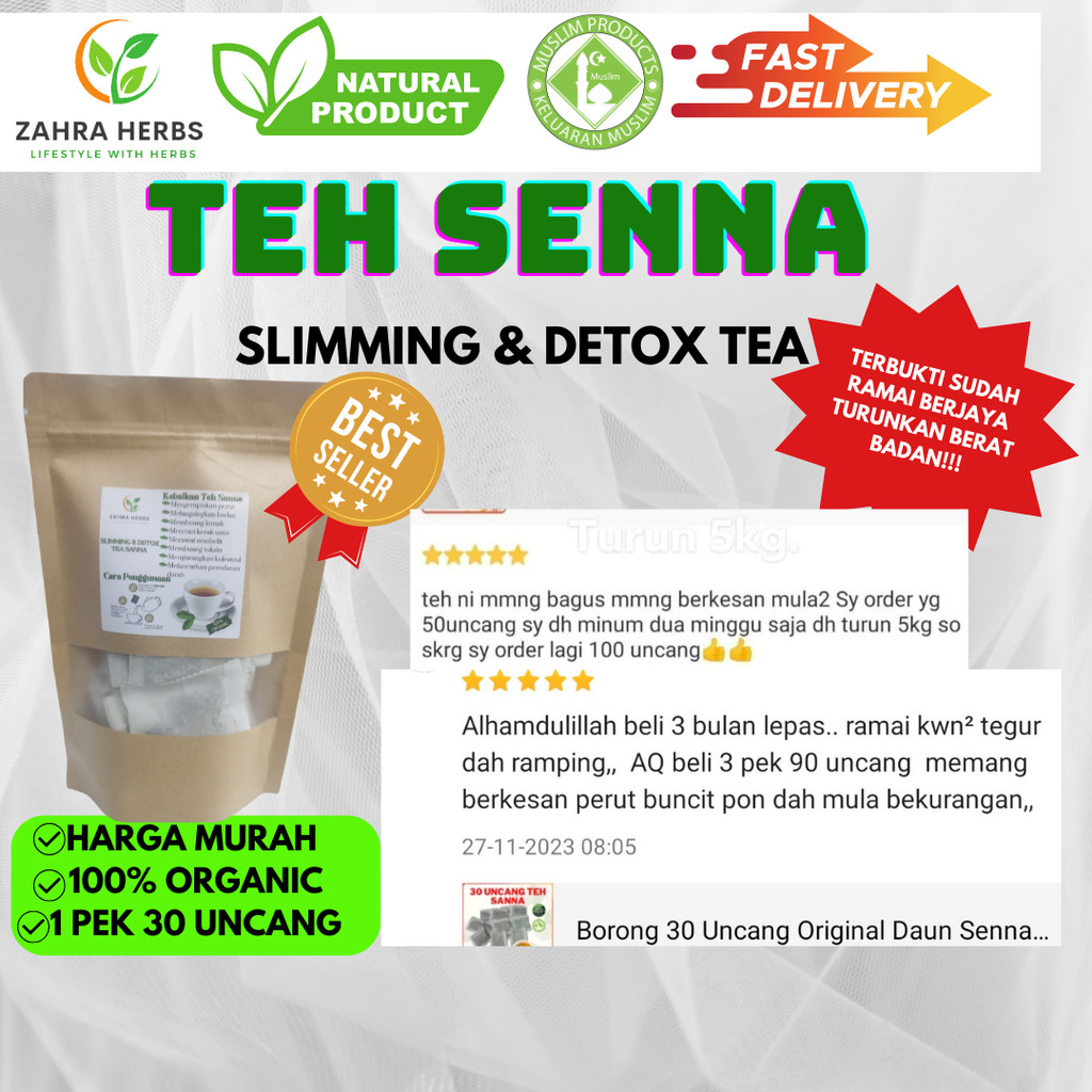 Borong 30 Uncang Original Daun Senna Uncang 2.0g | Original Sanna Tea ...