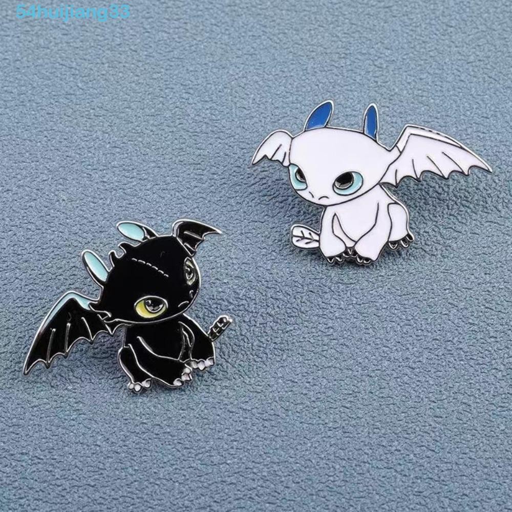 HUIJIANG Cartoon Toothless Dragon Keychain, Flying Dragon Black & White ...