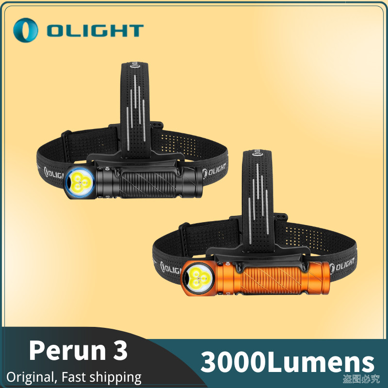 Olight Perun 3 Headlamp 3000 Lumens White Light and Red Light USB-C ...