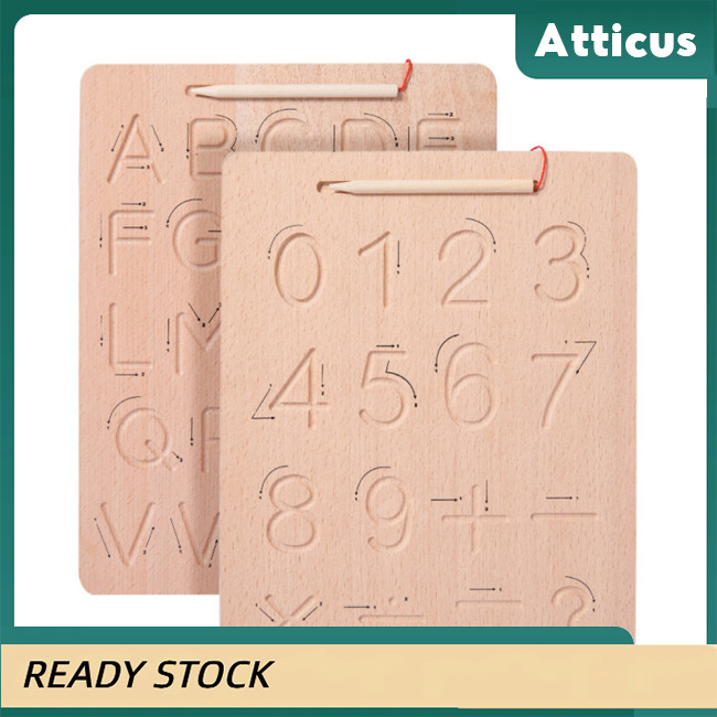 atticus Number Letter Tracing Board Double Sided Wood Handwriting ...