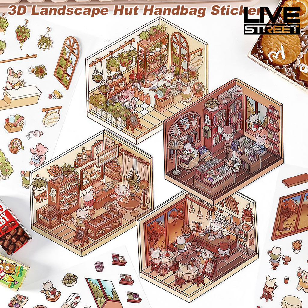 Livestreet 4 Set 3D DIY House Scene Stickers Stress Relief Decals ...