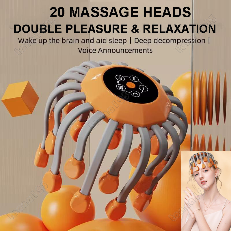 Octopus Intelligent Head Massager 20 Massage Intelligent Heads Orange ...