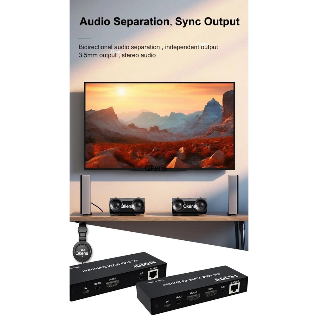4K 50M HDMI KVM Extender Over Rj45 Cat6 Ethernet Cable Audio Video ...