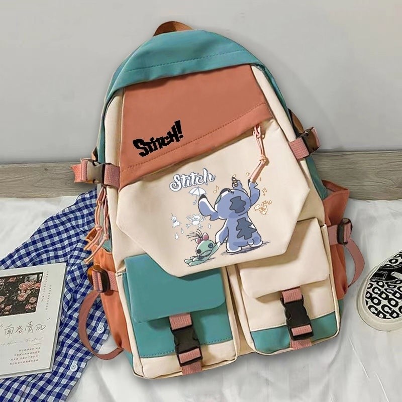 Cartoon Backpack Stitch School Bag Cute Student Campus Children ...