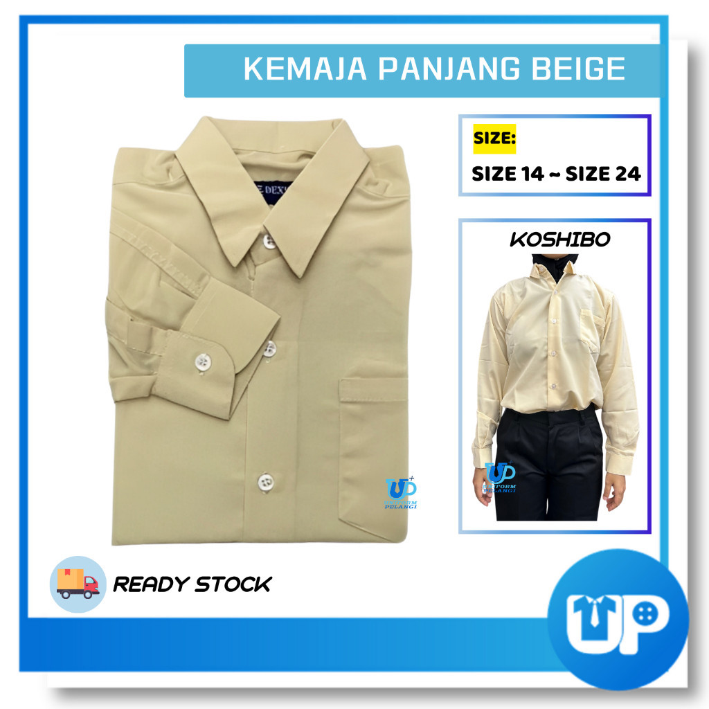 Baju Kemeja Beige Lengan Panjang Kain Koshibo Licin MRSM Sekolah ...