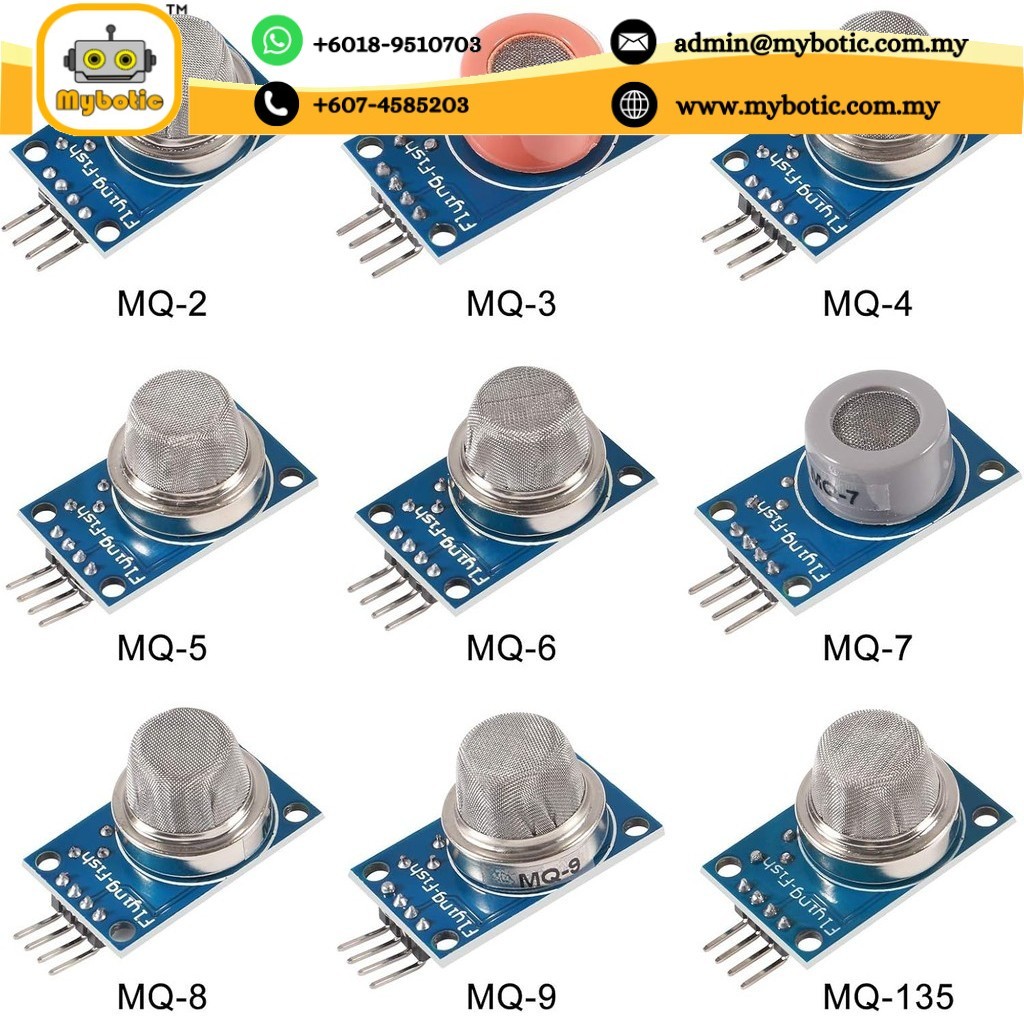MQ Gas Detector Sensor Module MQ-2, MQ-3, MQ-4, MQ-5, MQ-6, MQ-7, MQ-8 ...