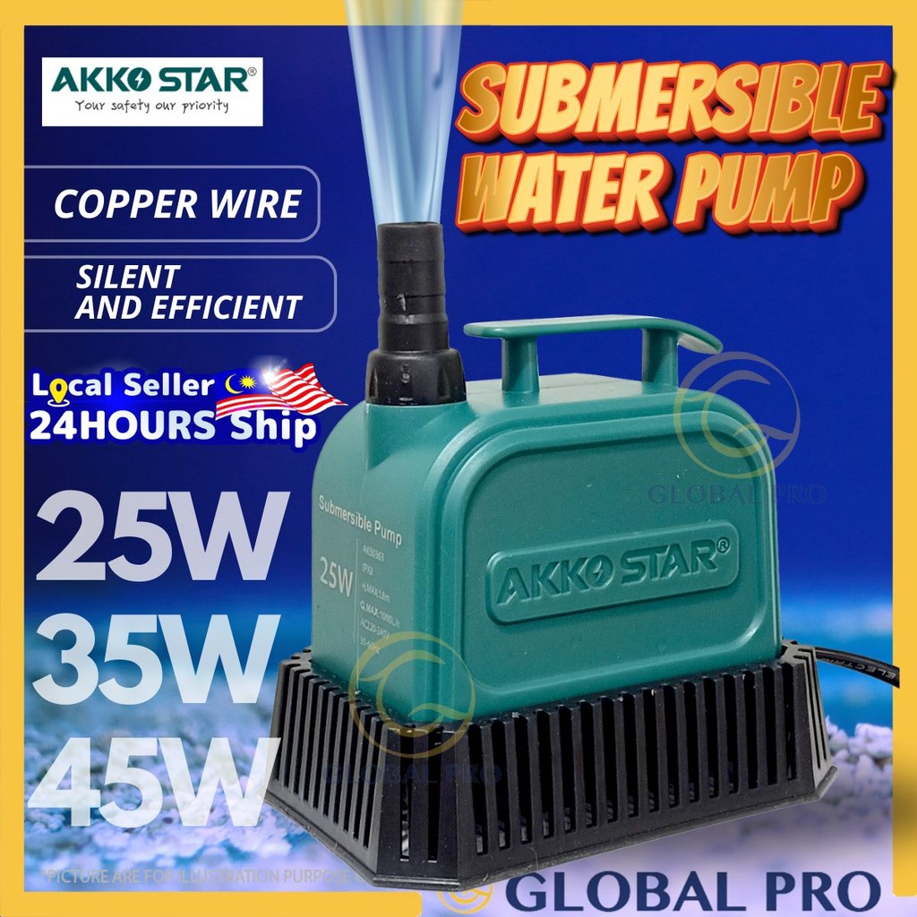 AKKO STAR Submersible Water Pump 25W / 35W / 45W Water Fountain Pump ...