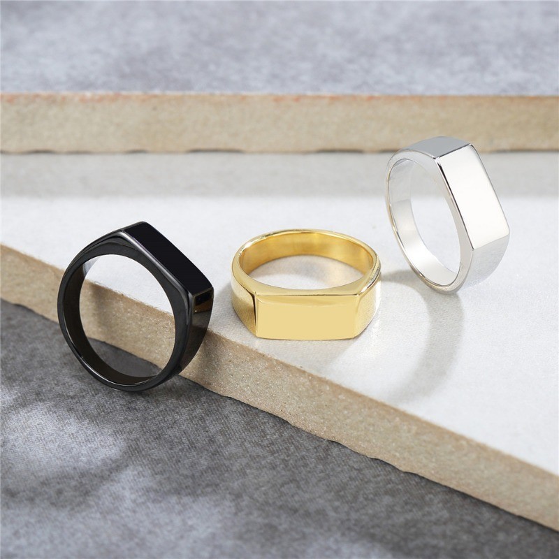 Brand new 7mm stainless steel rectangular surface ring,retro style ...