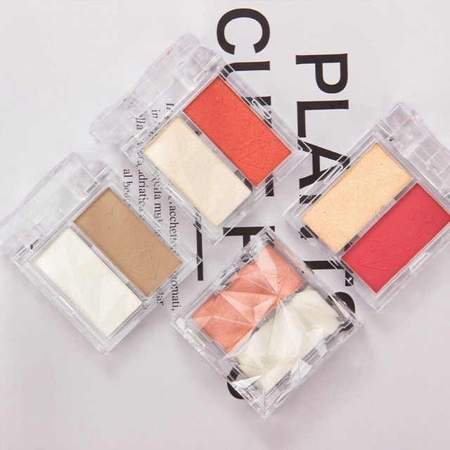 JGD 2 In 1 Blusher Multi-functional Highlight Blush Palette Highlight ...