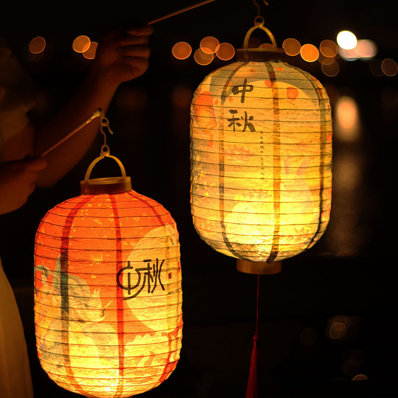 Chinese Style Lanterns Hand-held Cute Moon Rabbit Tassel Lamps Mid ...