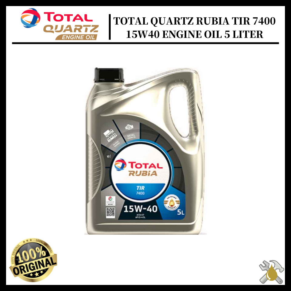 TOTAL QUARTZ RUBIA TIR 7400 15W40 5 LITER Engine Oil Minyak Hitam Enjin ...