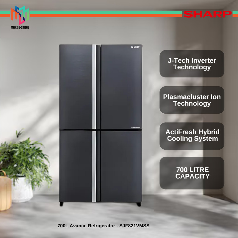 Sharp SJF821VMSS 700L Avance Refrigerator J-Tech Inverter Technology ...