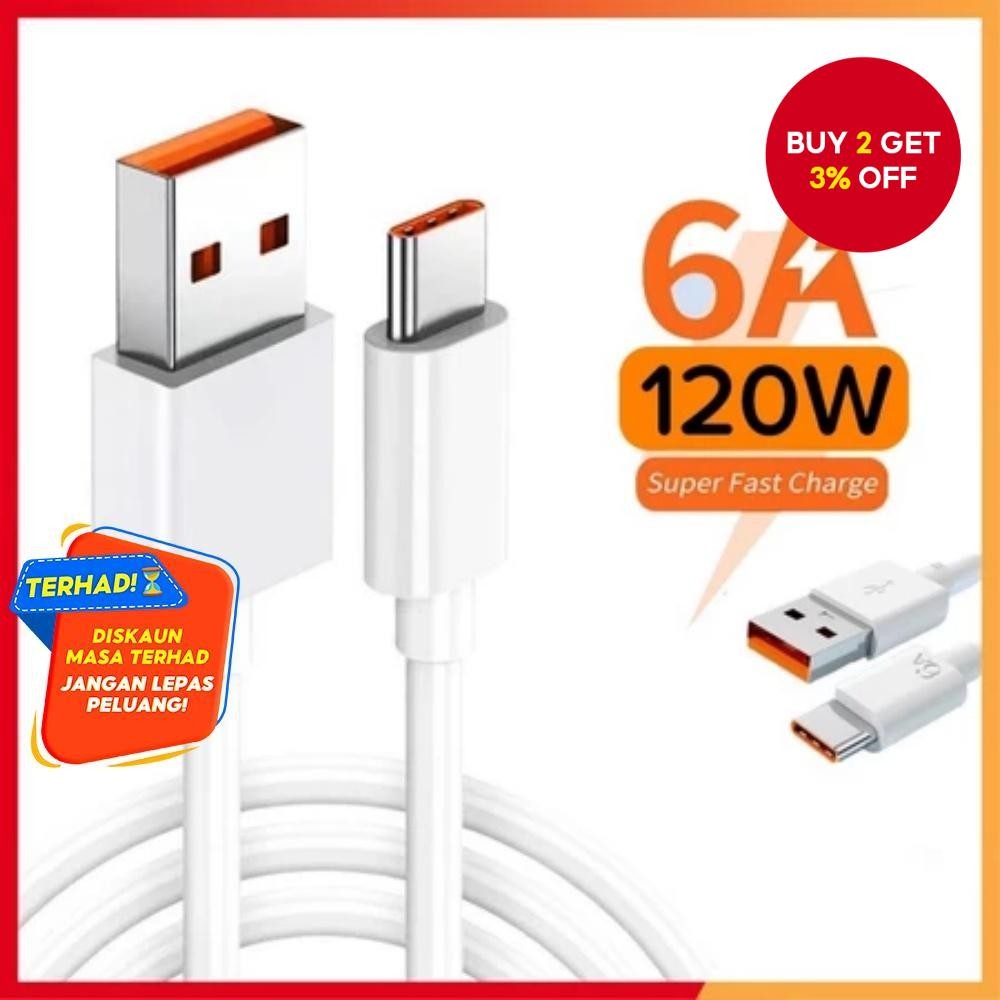120w Usb Type-c 6a Fast Charging Cable for All Xiaomi Phones Kabel ...