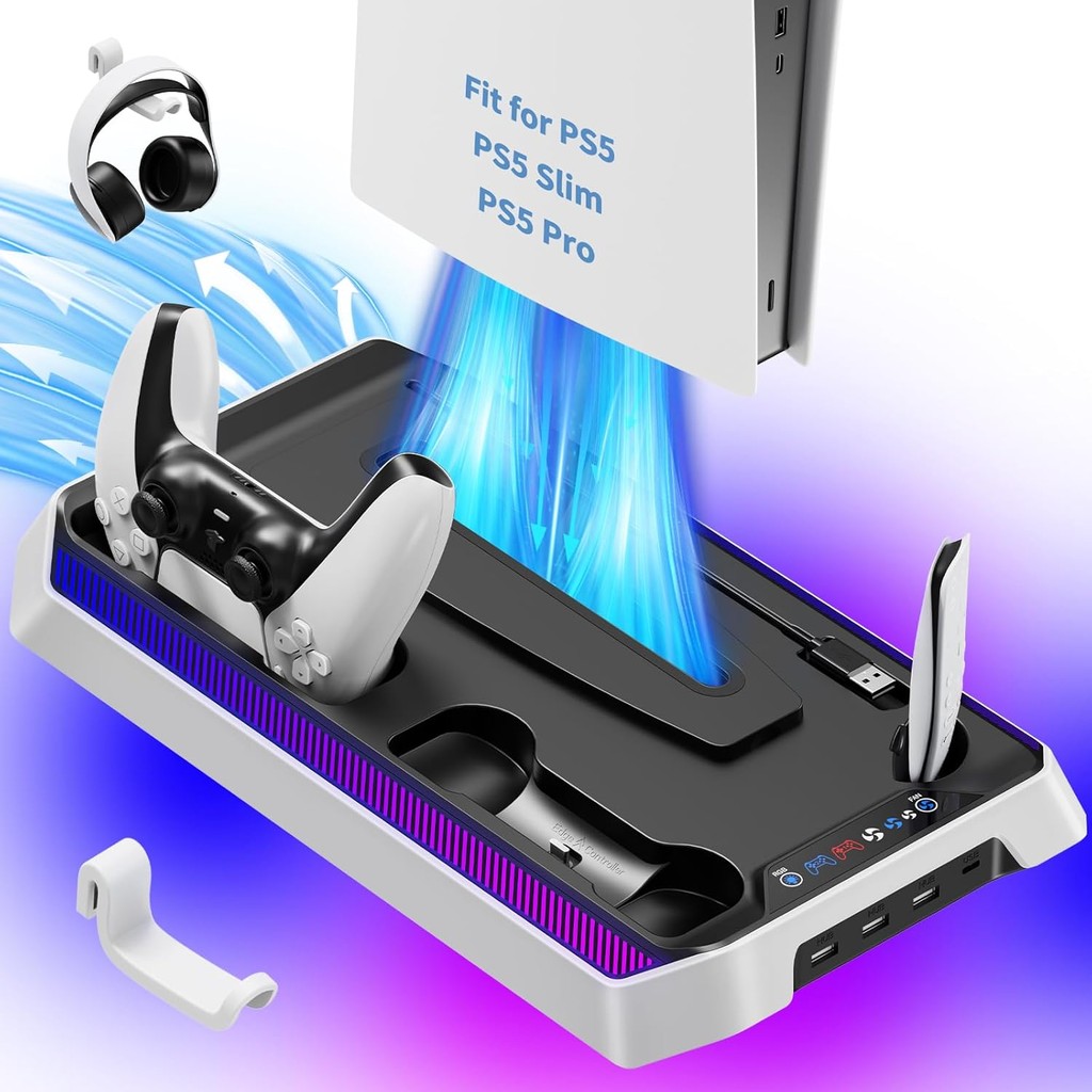 Cooling Station for PS5/Slim/Pro Disc/Digital Edition, Charging Station ...