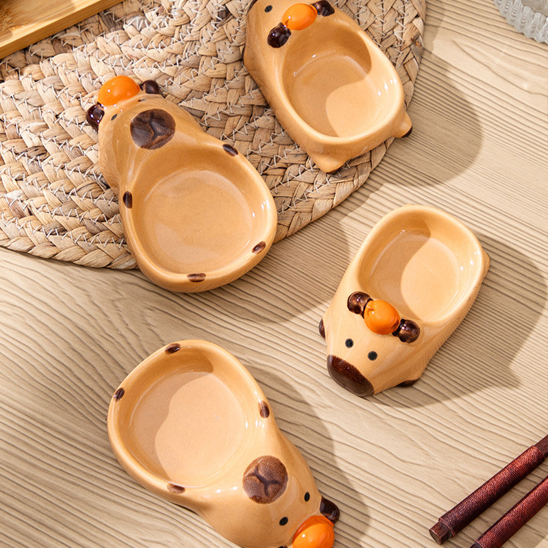 Ntmy Capybara Cartoon Ceramic Seasoning Hot Pot Dish - Unique 3D Shape ...