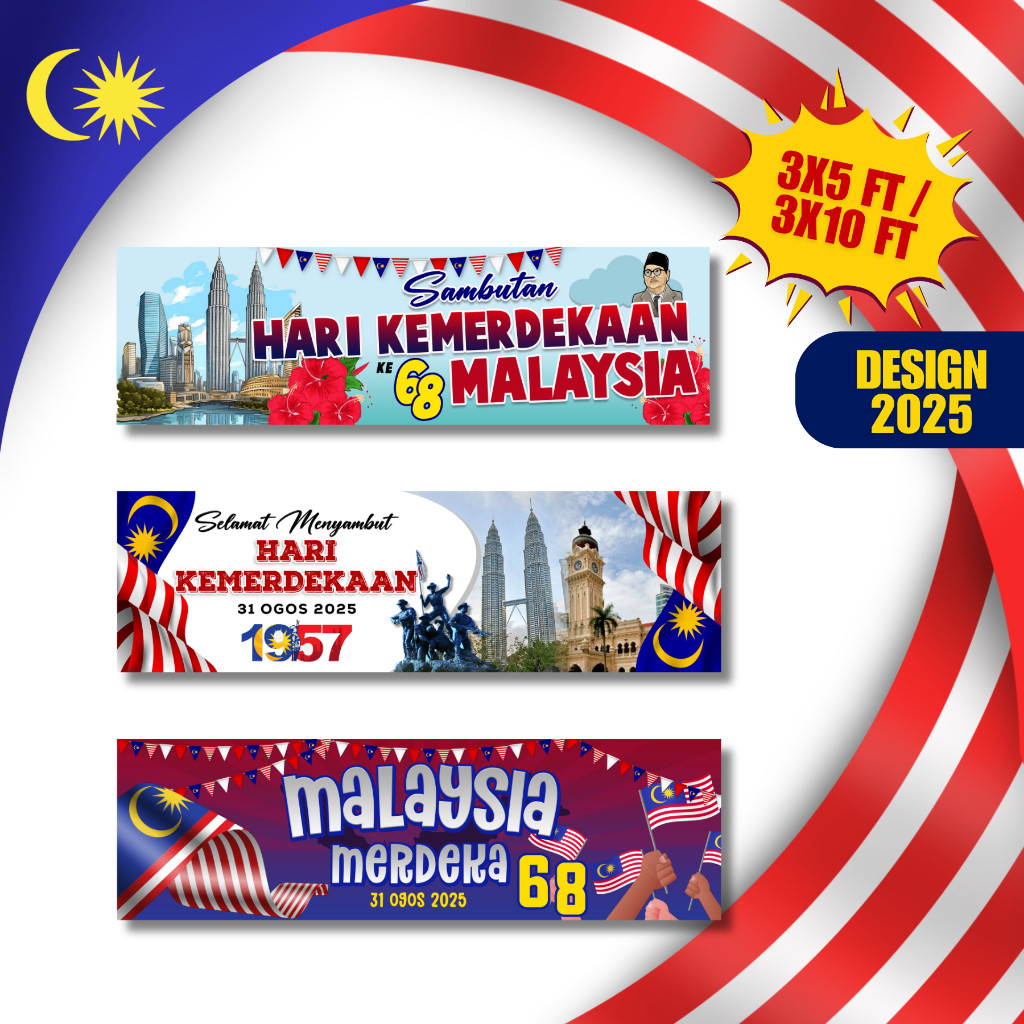 Banner sepanduk Malaysia Merdeka streamer bunting sambutan Merdeka hari ...