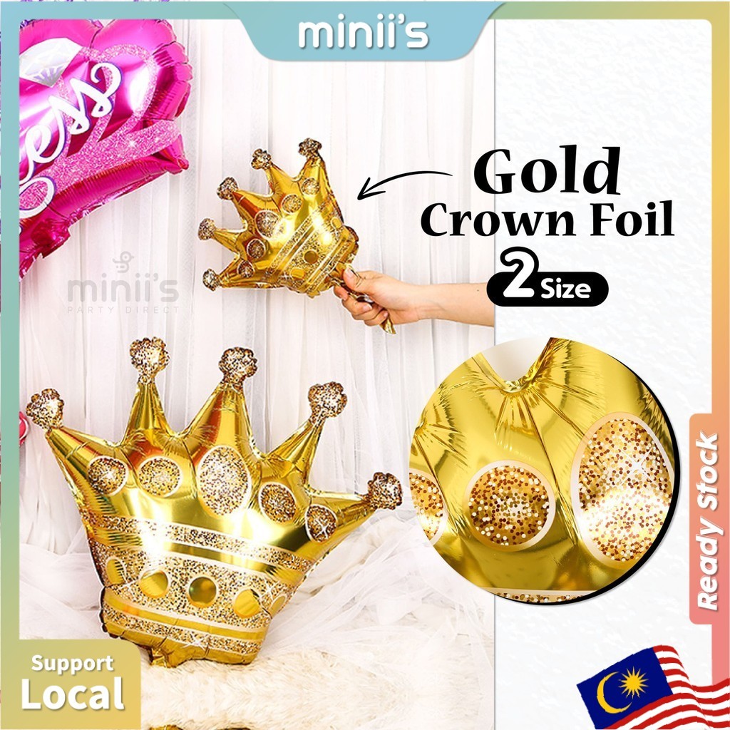 Miniis Gold Crown Balloons Foil Crown Balloon for Birthday Wedding ...