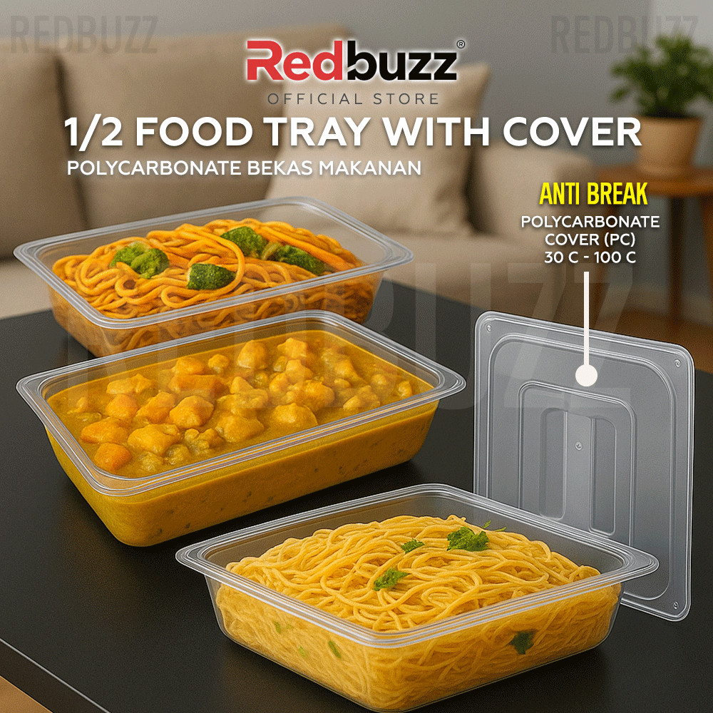 REDBUZZ 1/2 Bekas Hidangan dengan Penutup Lutsinar Polycarbonate Food ...