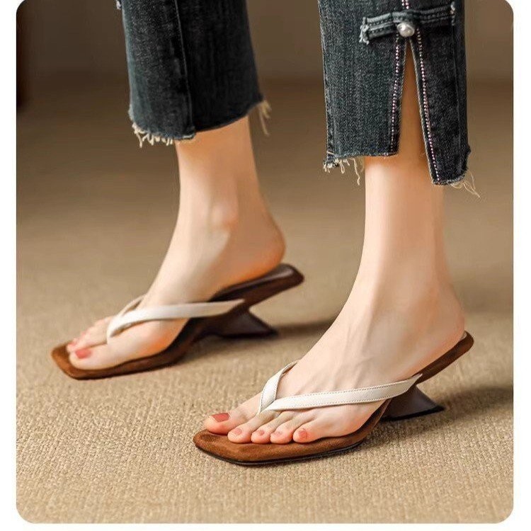 Square Toe Shaped High Heels Women's Slip-On | Shopee Malaysia