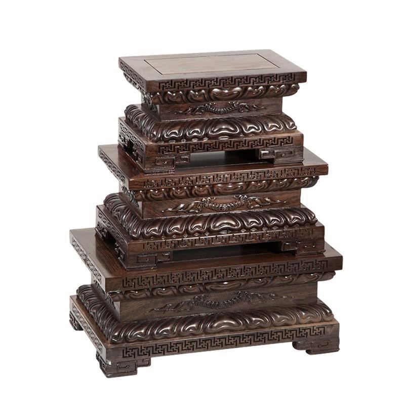 Buddha Statue Base Heightened Rectangular Solid Wood Carving Worship ...
