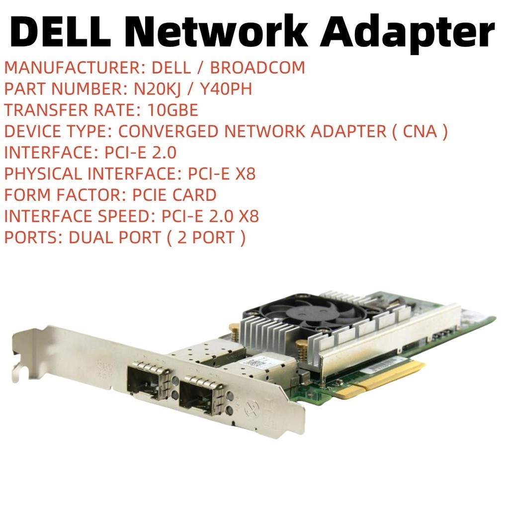 Dell BCM57810S Dual Port 10GbE SFP+ Low Profile Network Adapter 0Y40PH ...
