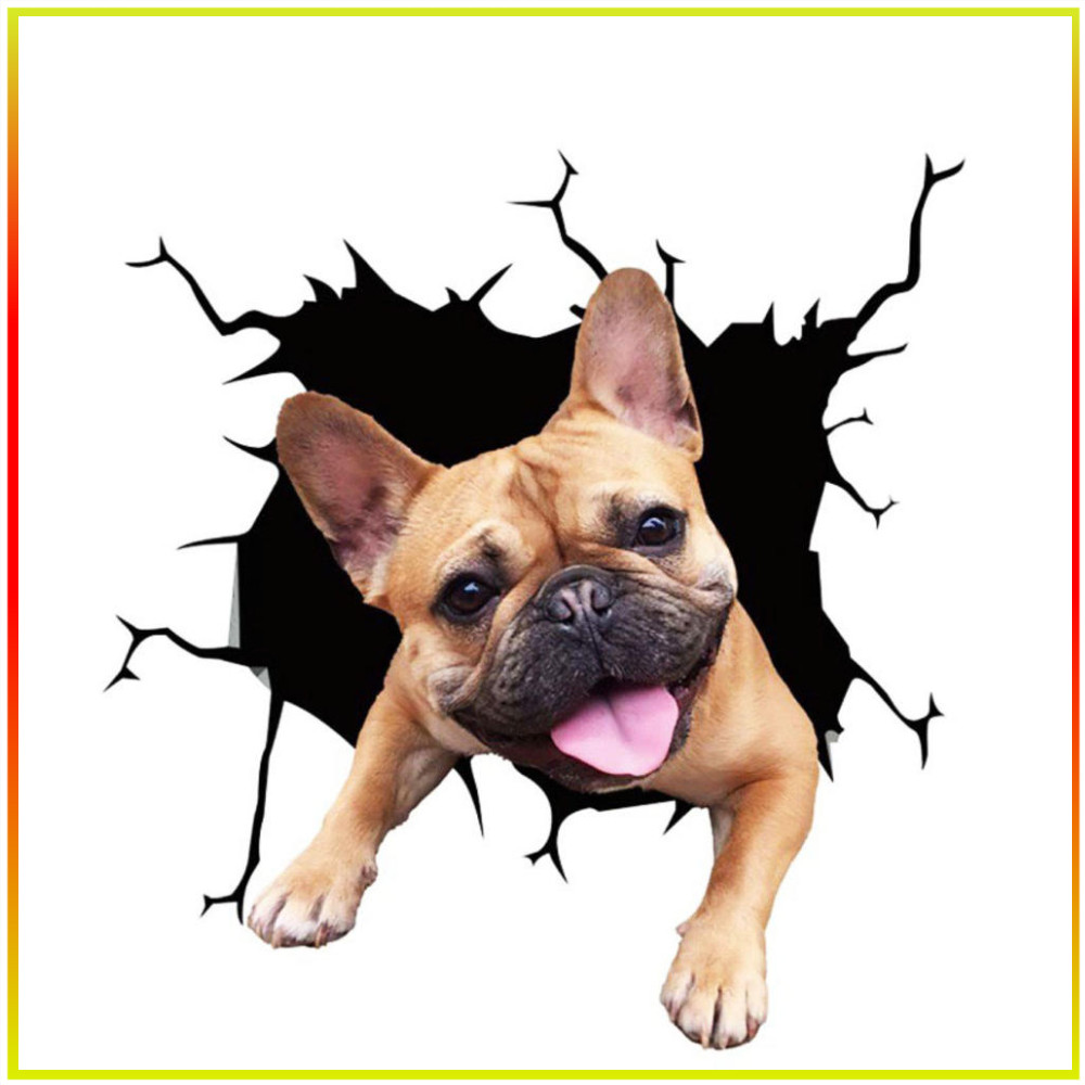 3D Dog Crack Sticker PVC Plastic Sticker Car Window Decal Laptop Funny ...