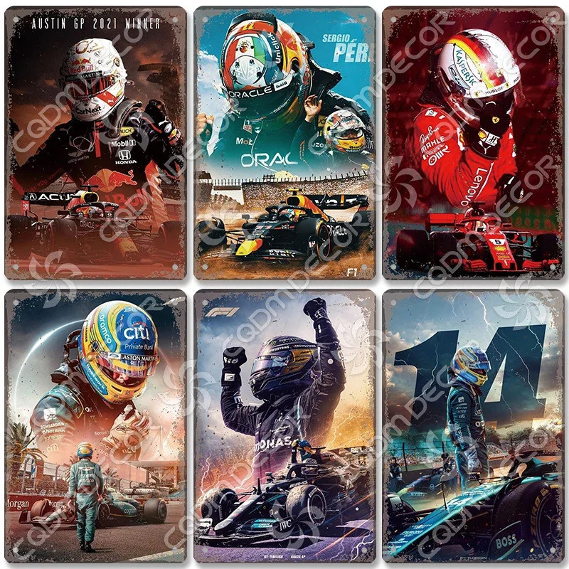 F1 Racer Poster Metal signage nostalgic car racing Metal plaque garage ...
