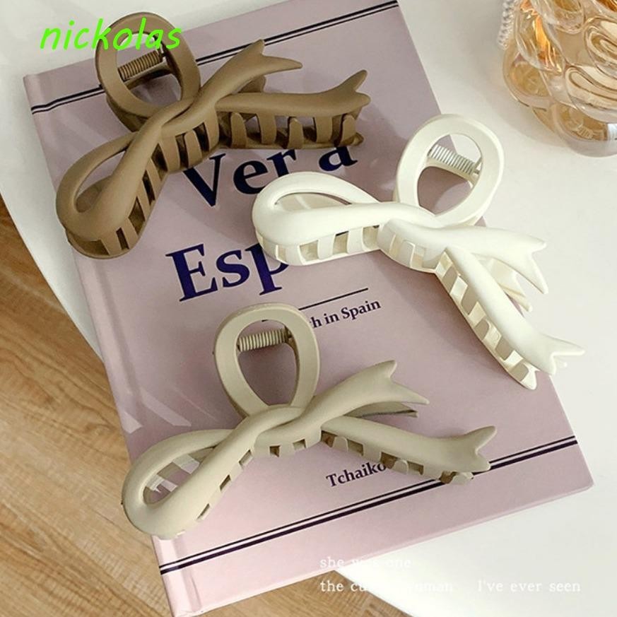 NICKOLAS Matte Bow Hair Clips, Plastic Resin Acrylic Twisted Hair Claws ...