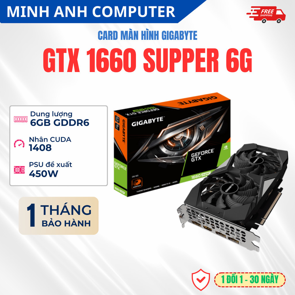 Gigabyte GTX 1660 Super OC-6G VGA Video Card (6GB GDDR6, 192-BIT, HDMI ...