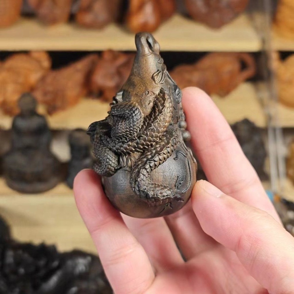 Indonesia Dallah Dry Wood Carving Handle Piece Plate Dragon Gourd ...