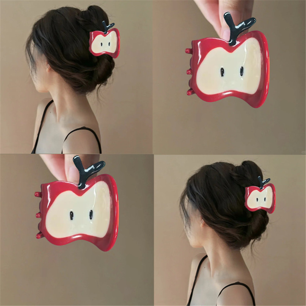 New Apple Hair Clip Small Grabber Acetic Acid Splicing Shape Fruit Back ...