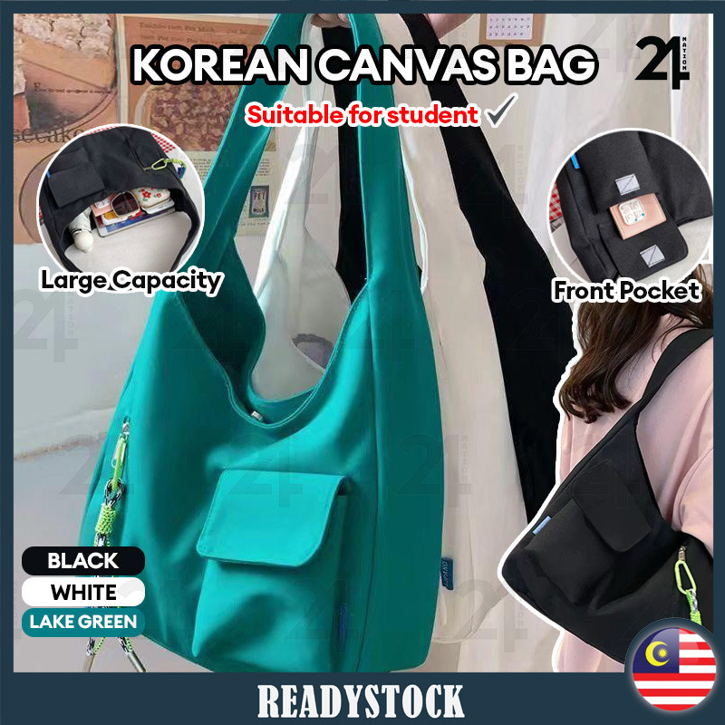Korean Fashion Canvas Tote Bag Students Commuter Bag Large Capacity Simple Shoulder Bag Tuition ...