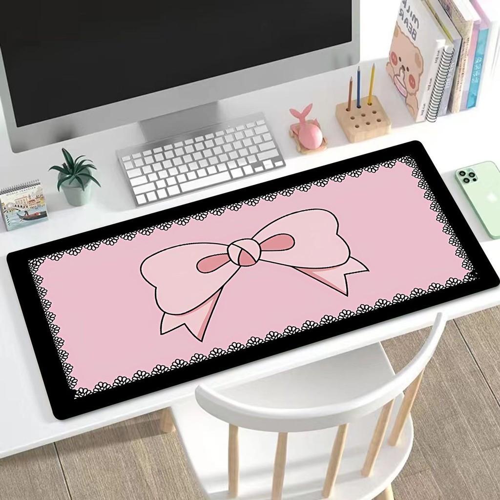 Bow Mouse Pad Oversized Light Luxury Girls Large Premium Seaming Laptop ...