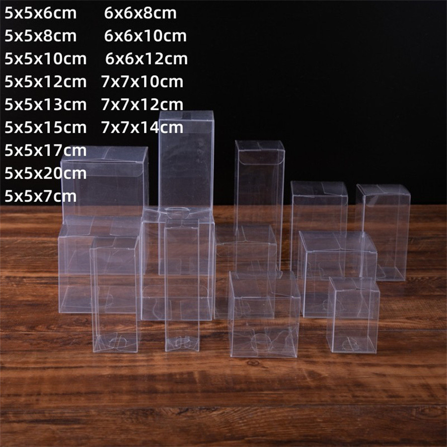 1lot=10pcs 5x5x6/7/8/12/13/20cm Wholesale NewClear PVC Box Packaging ...